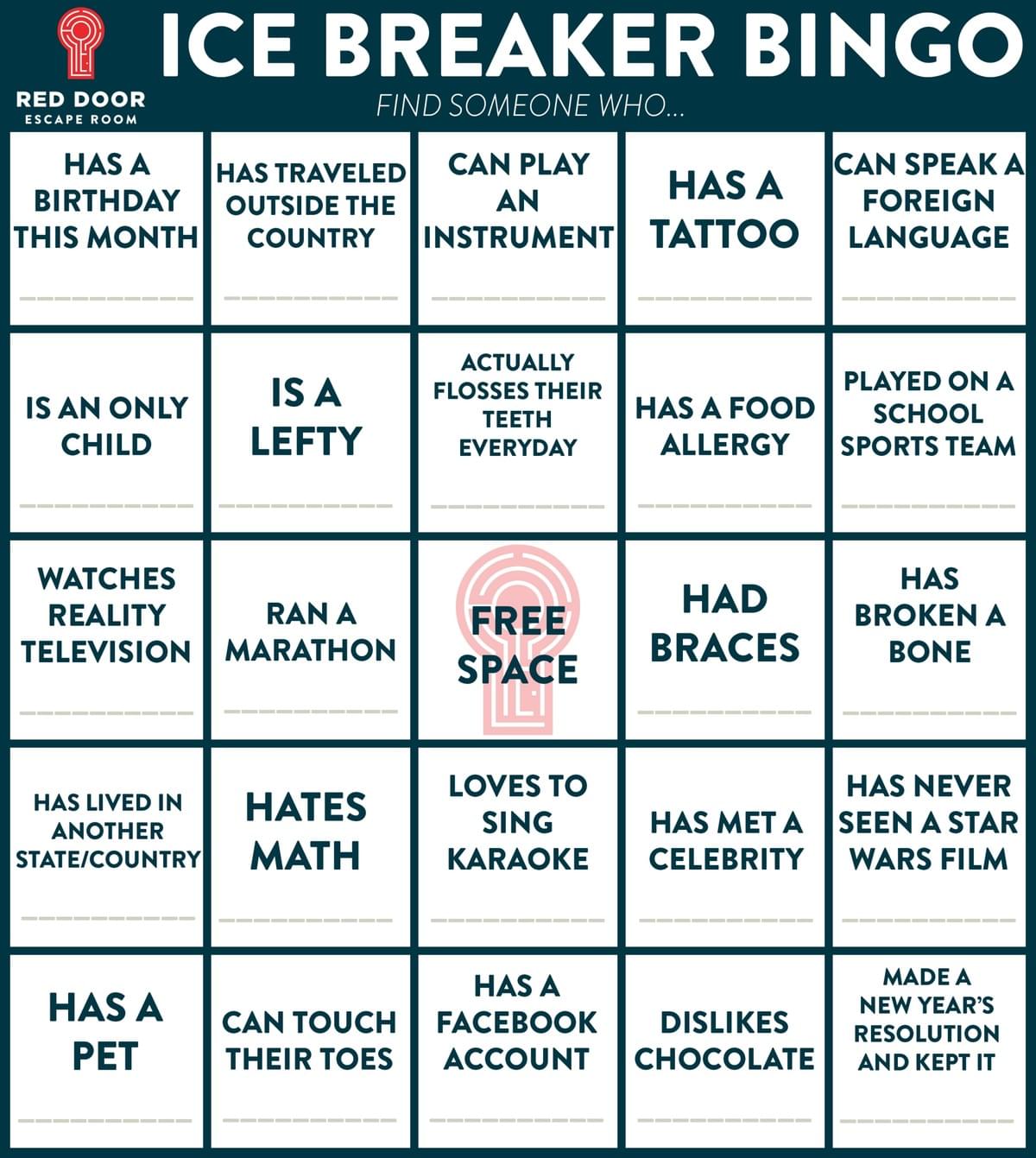 TRAINING GAME ICEBREAKER BINGO Training Games
