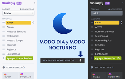 Light & Dark Mode - Updates - Strikingly