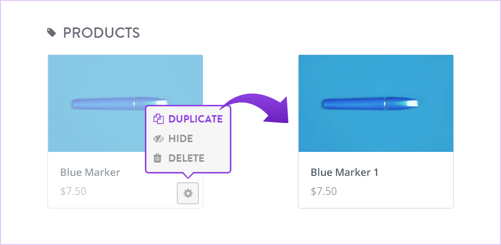 Duplicate Products - Updates - Strikingly