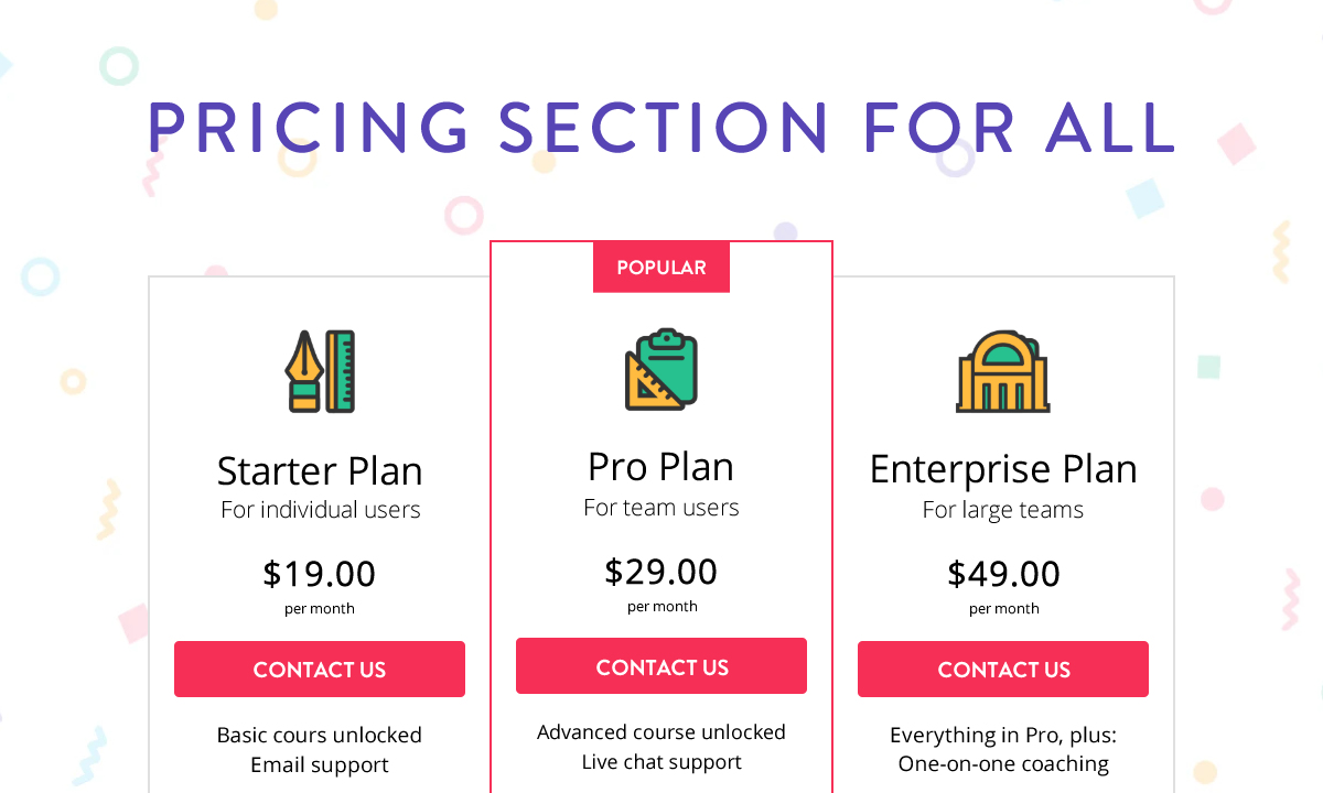 Pricing Section Now Available for All! - Updates - Strikingly