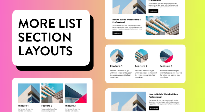 More List Section Layouts - Updates - Strikingly