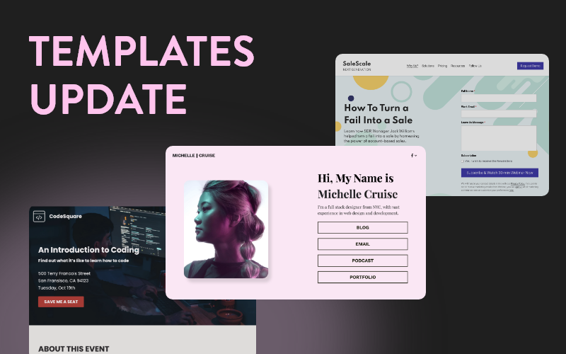 Templates Update - Updates - Strikingly