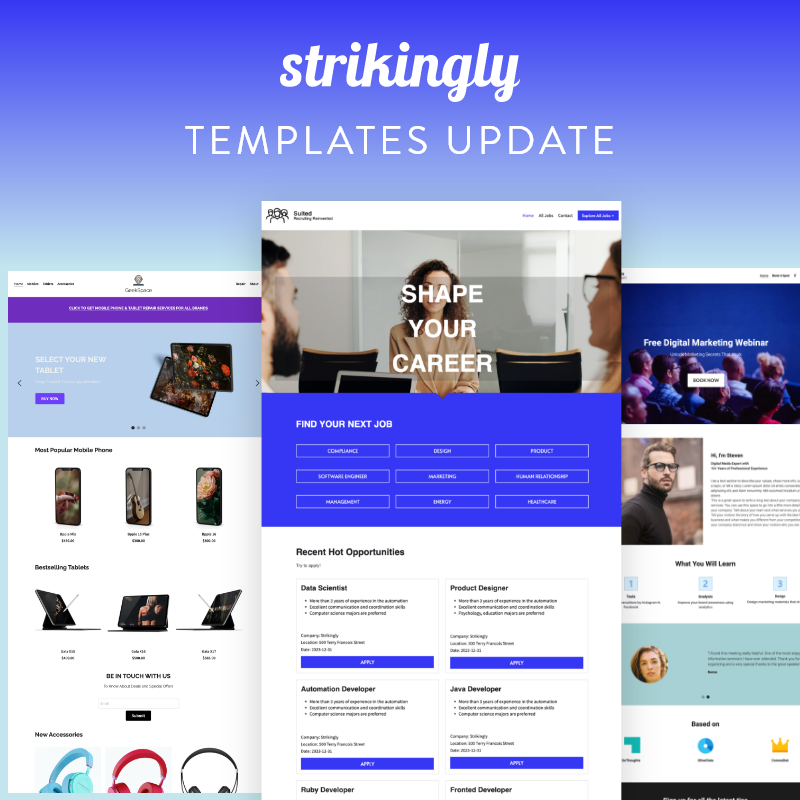 Templates Update - Updates - Strikingly