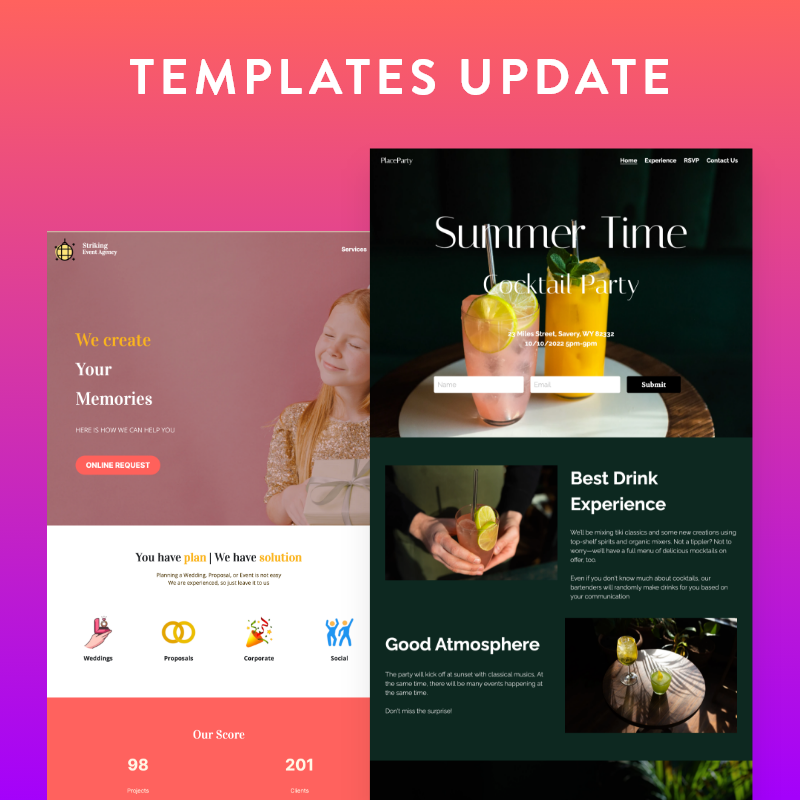 Templates Update - Updates - Strikingly