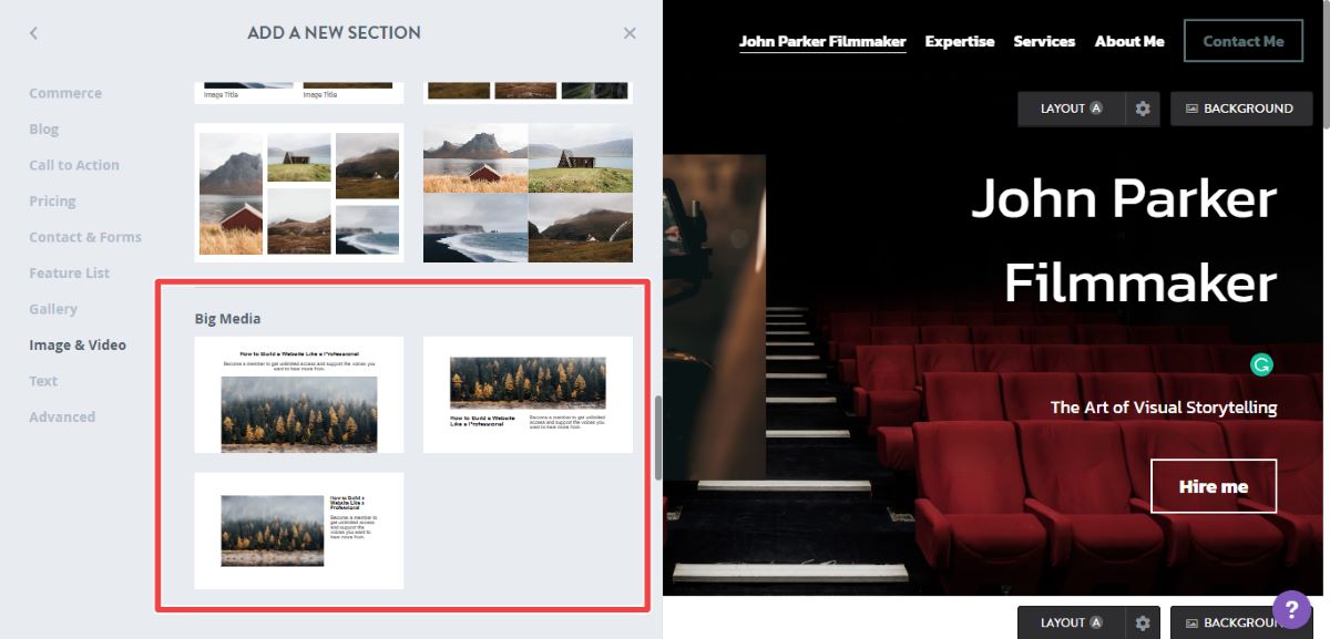 A comprehensive Guide to Filmmaking - Building Your Website - Strikingly