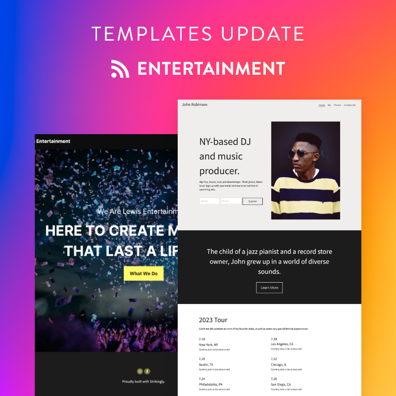 Templates Update - Updates - Strikingly