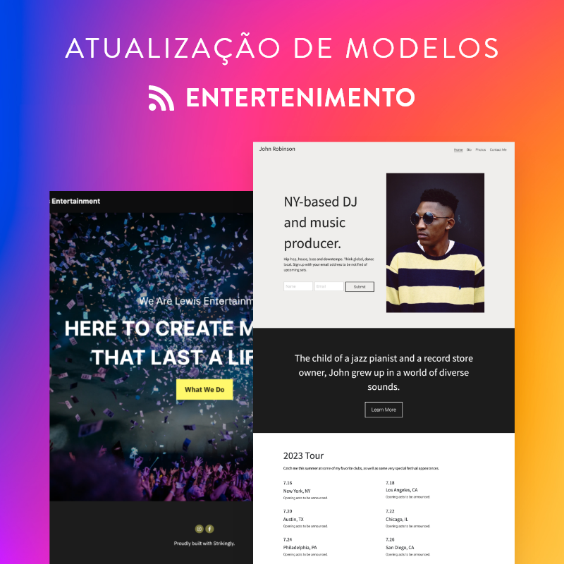 Atualização de modelos - Atualizações - Strikingly