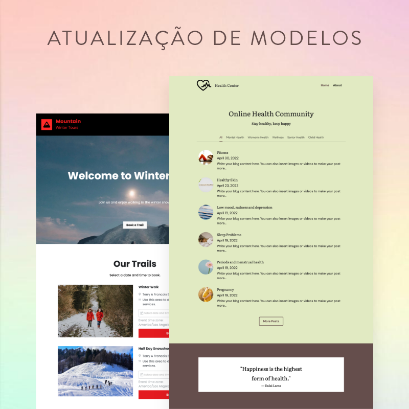 Atualização de modelos - Atualizações - Strikingly
