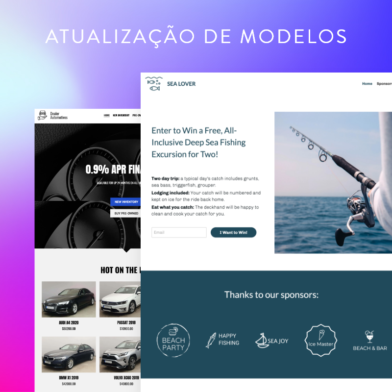 Atualização de modelos - Atualizações - Strikingly