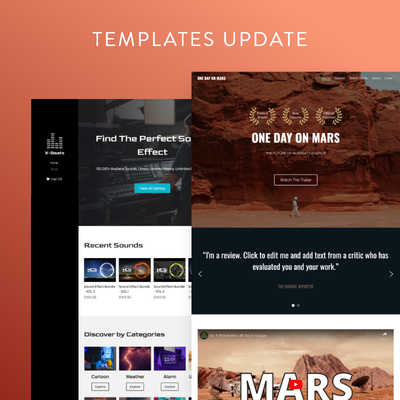 Templates Update - Updates - Strikingly