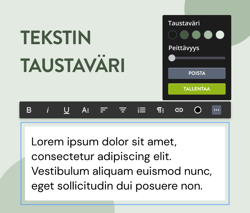 Tekstin taustaväri - Päivitykset - Strikingly