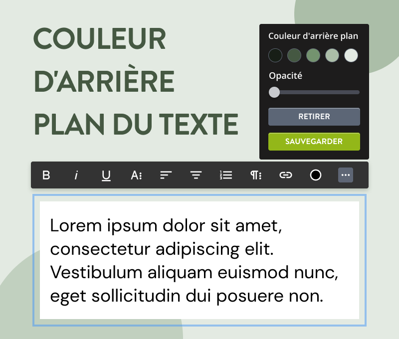 Couleur d'arrière plan du texte - Mises à jour - Strikingly