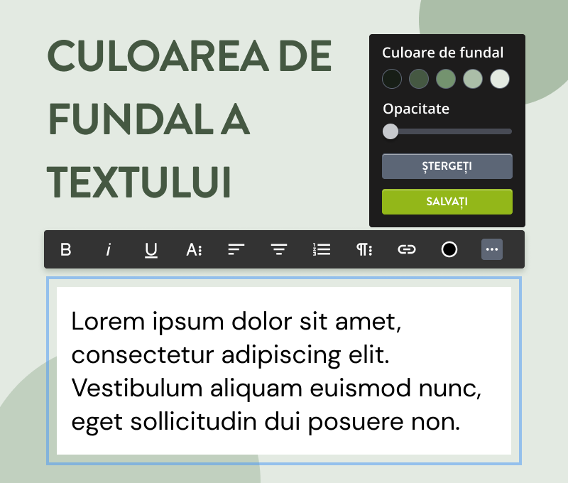 Culoarea de fundal a textului - Actualizări - Strikingly