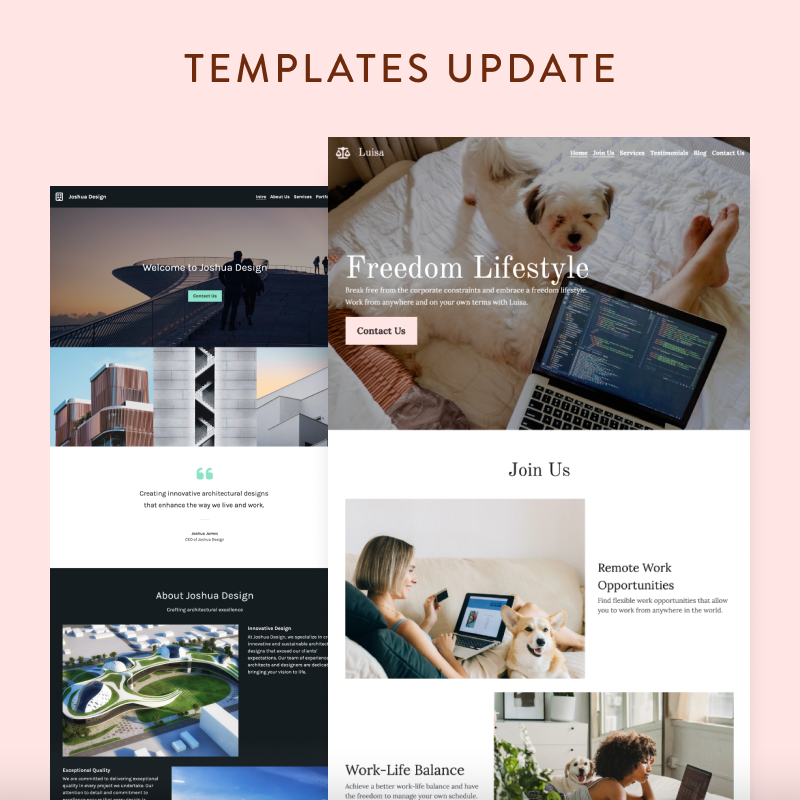 Templates Update - Updates - Strikingly