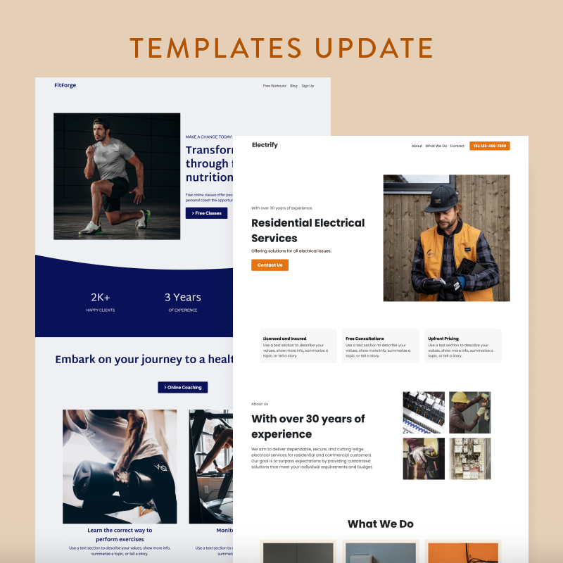 Templates Update - Updates - Strikingly