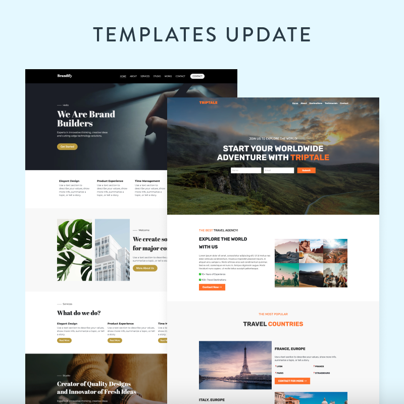 Templates Update - Updates - Strikingly