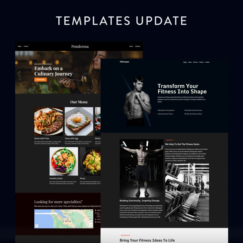 Templates Update - Updates - Strikingly