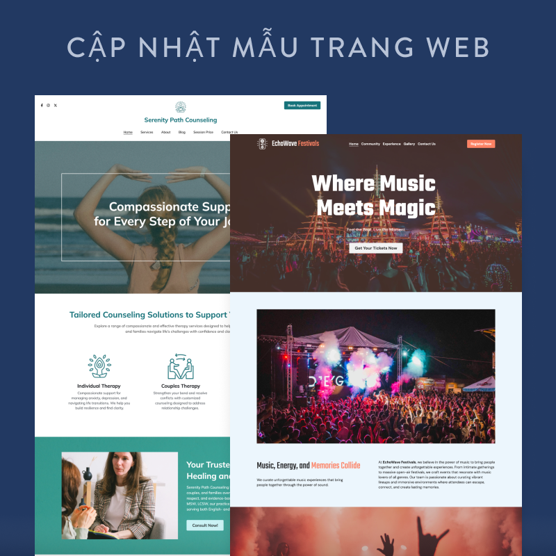 Cập nhật mẫu trang web - Cập nhật - Strikingly