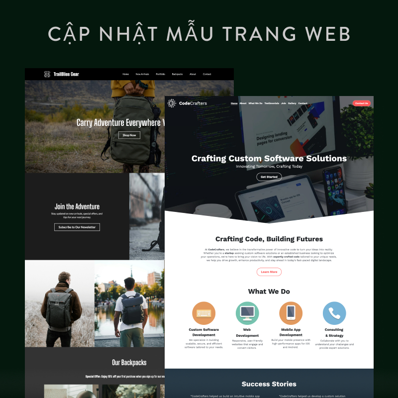 Cập nhật mẫu trang web - Cập nhật - Strikingly