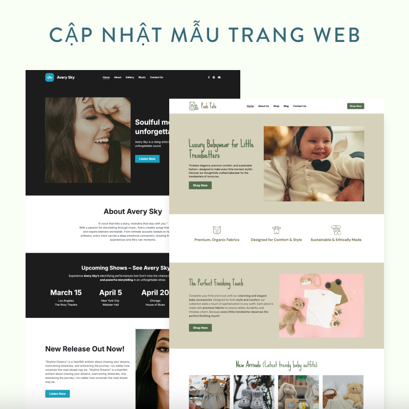 Cập nhật mẫu trang web - Cập nhật - Strikingly