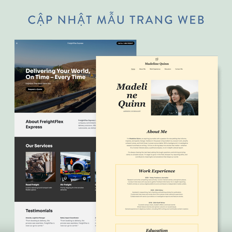 Cập nhật mẫu trang web - Cập nhật - Strikingly