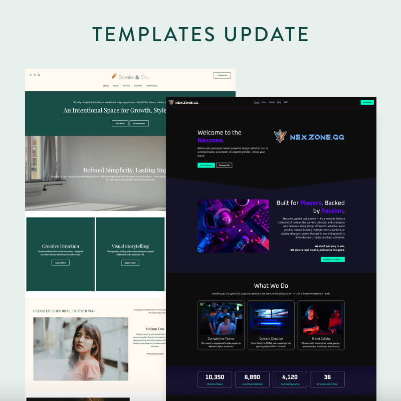 Templates Update - Updates - Strikingly