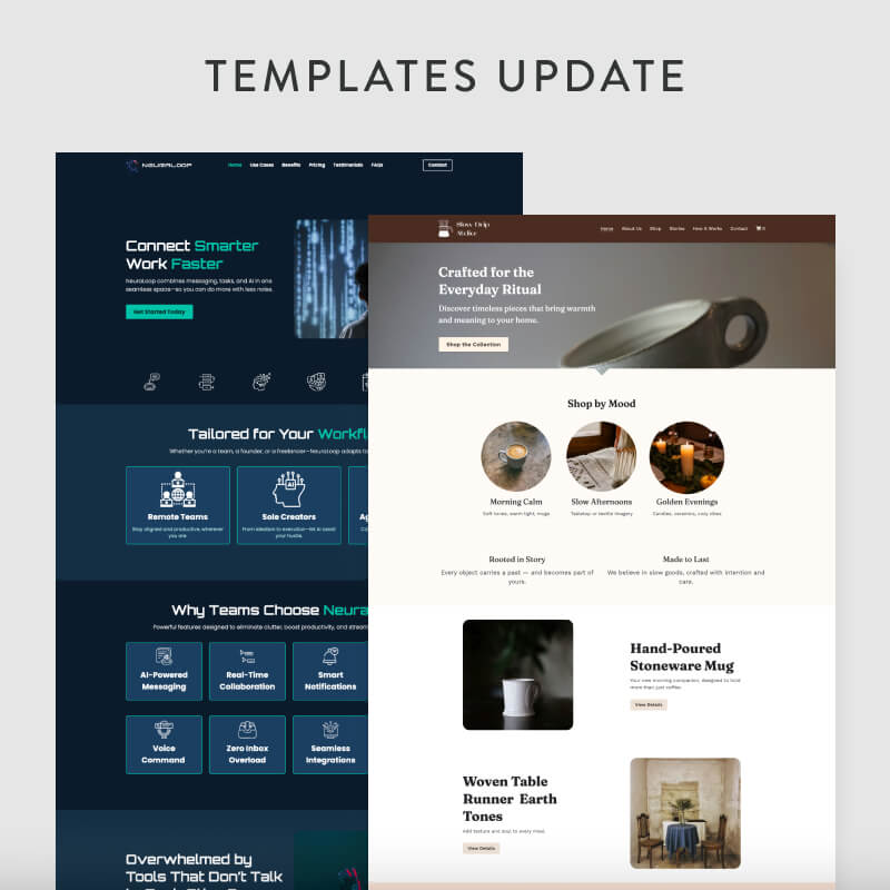 Templates Update - Updates - Strikingly