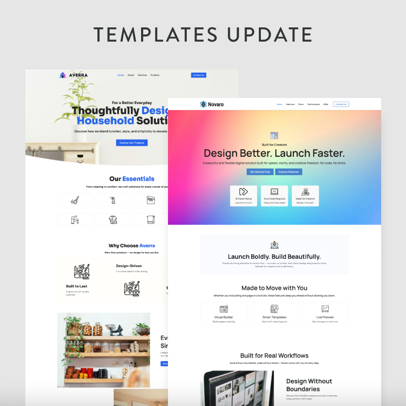 Templates Update - Updates - Strikingly