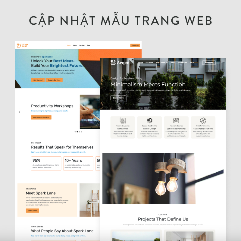 Cập nhật mẫu trang web - Cập nhật - Strikingly
