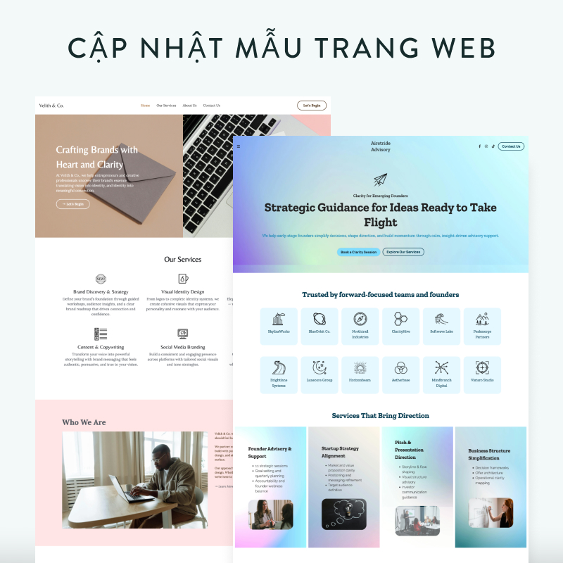 Cập nhật mẫu trang web - Cập nhật - Strikingly