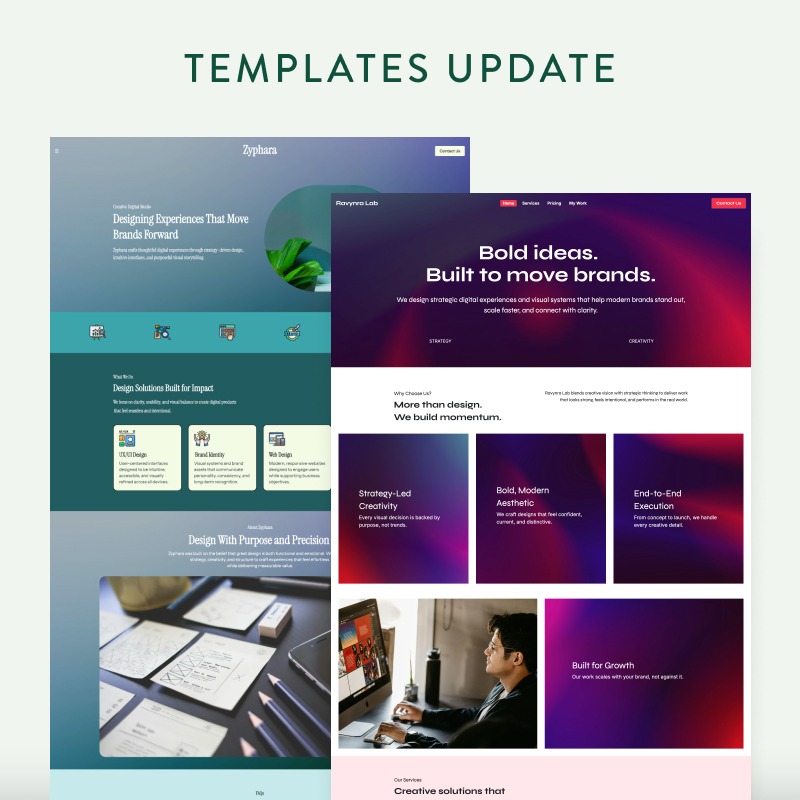 Templates Update - Updates - Strikingly