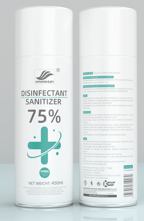 75% ETHANOL SANITIZER & DISINFECTANT 450ML