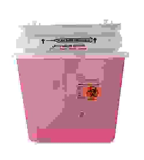 8507SA - 5 QT Red Sharps Container - W/Mailbox Lid