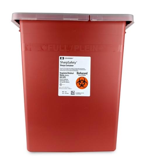 8980 - 8 GAL Red Sharps Container - W/Rotor-Split Lid