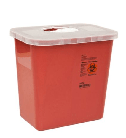 8970 - 2 GAL Red Sharps Container - W/Rotary Lid