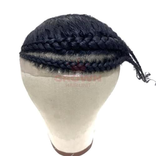 Man Bun Hair Unit With 4 Braids