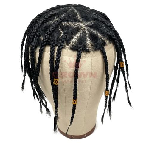 Man Bun Hair Unit With 4 Braids