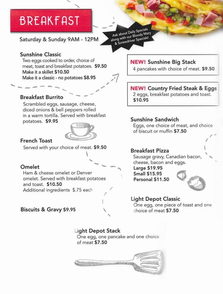 MENU - SUNSHINE DEPOT
