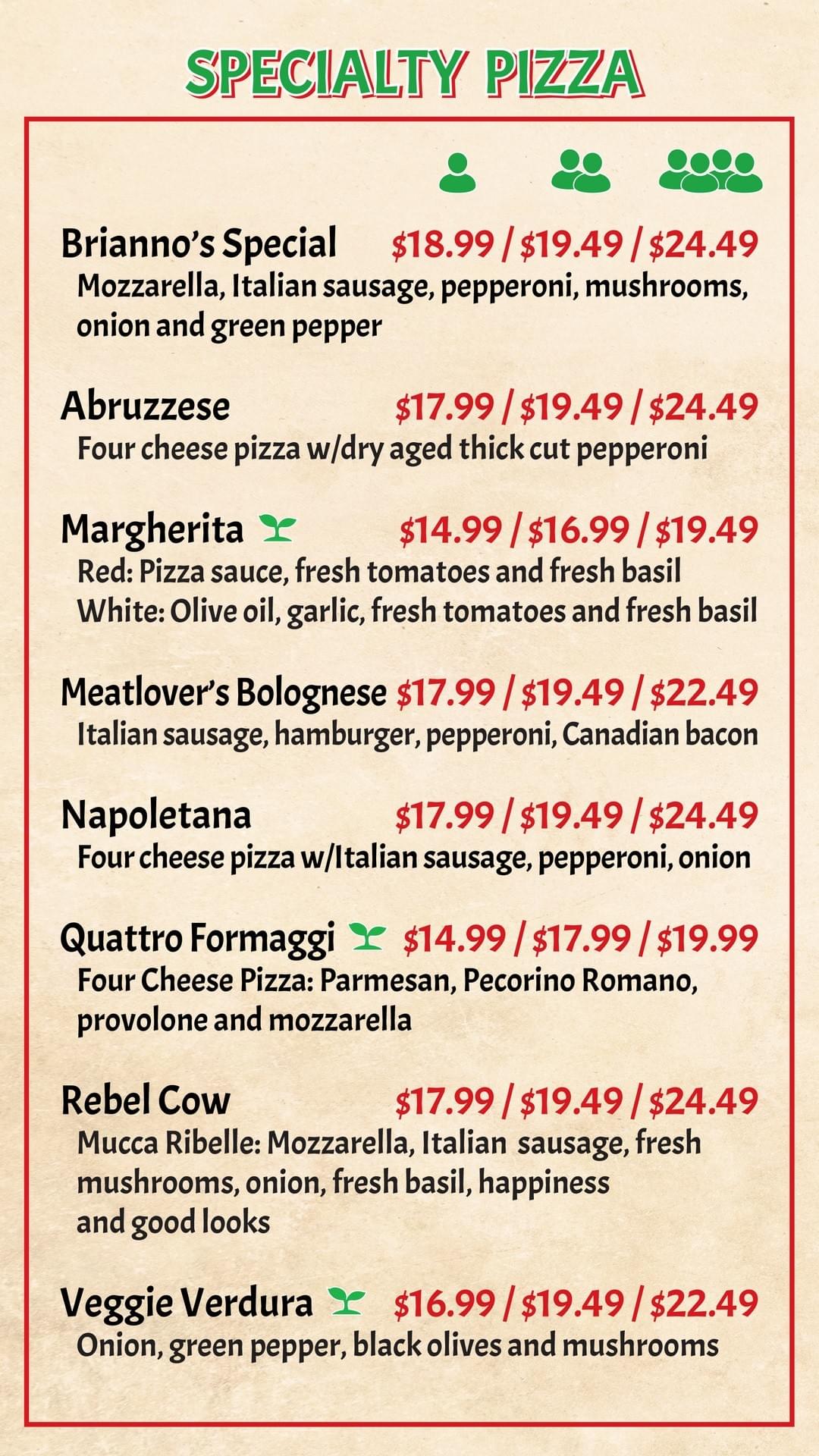 Menu - Brianno's Deli Italia