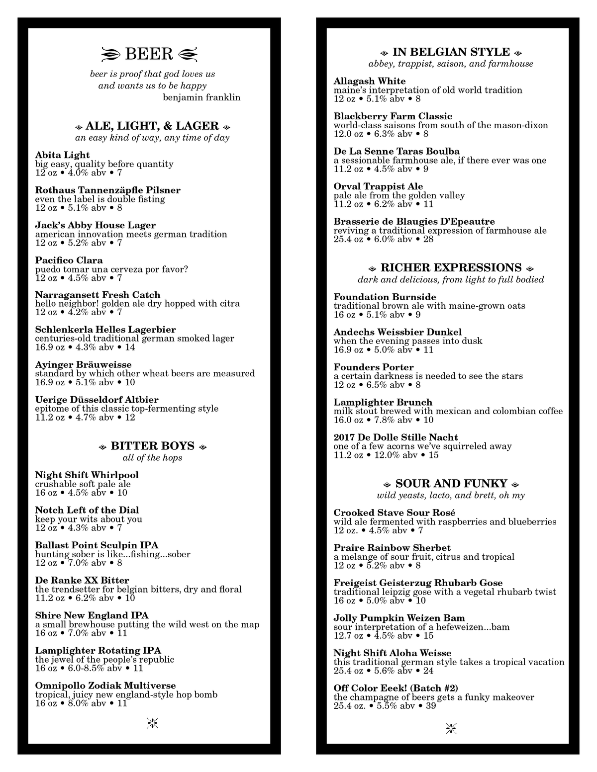 Menus - The Hawthorne