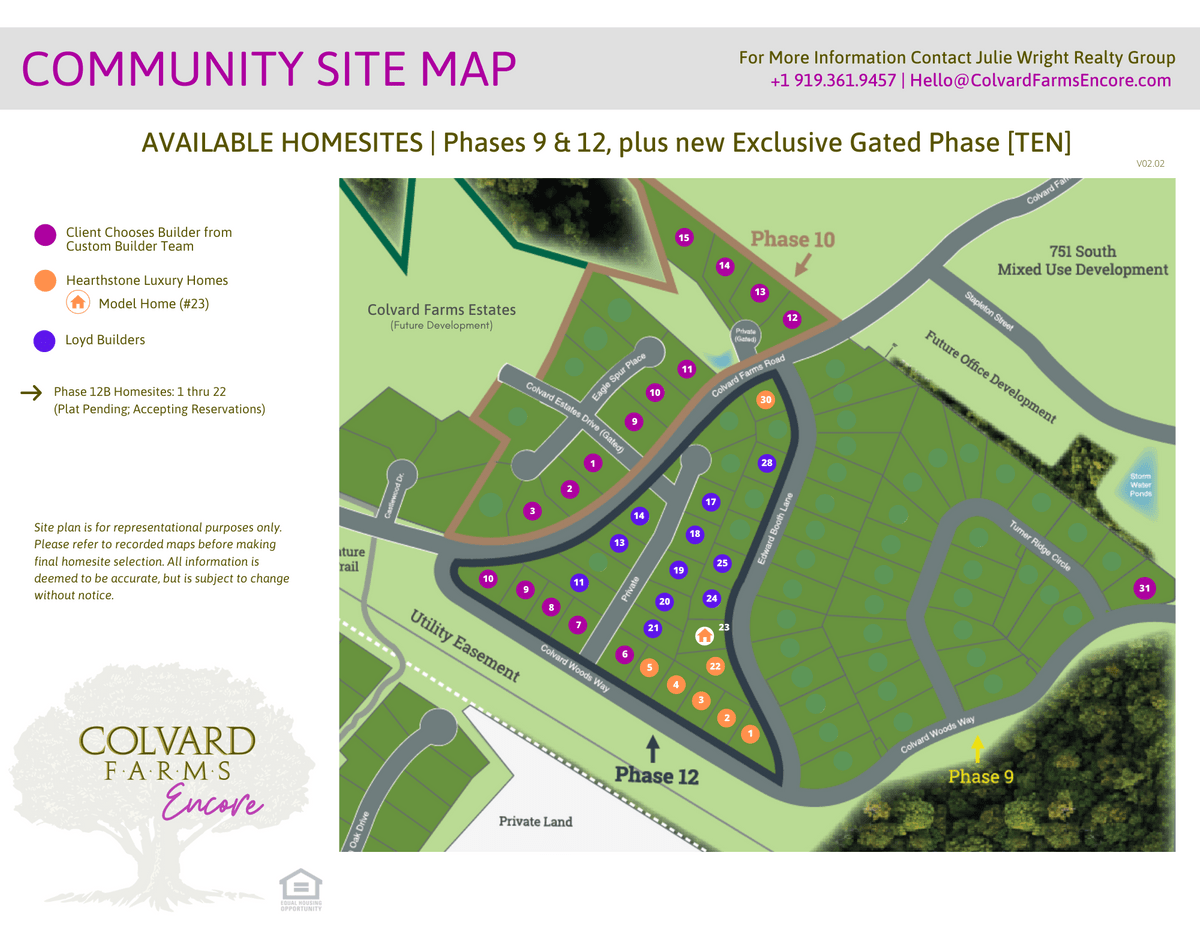 Community Site Map - Colvard Farms | Luxury New Homes in Durham North ...