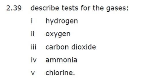 CHEM - Describing Tests for Gases - chemistry question analysis ...