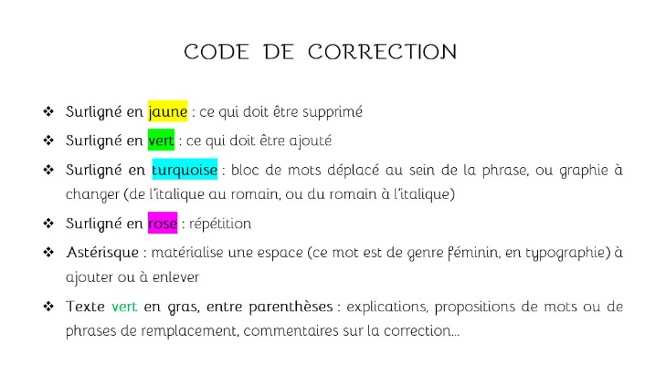 Exemples de corrections de textes