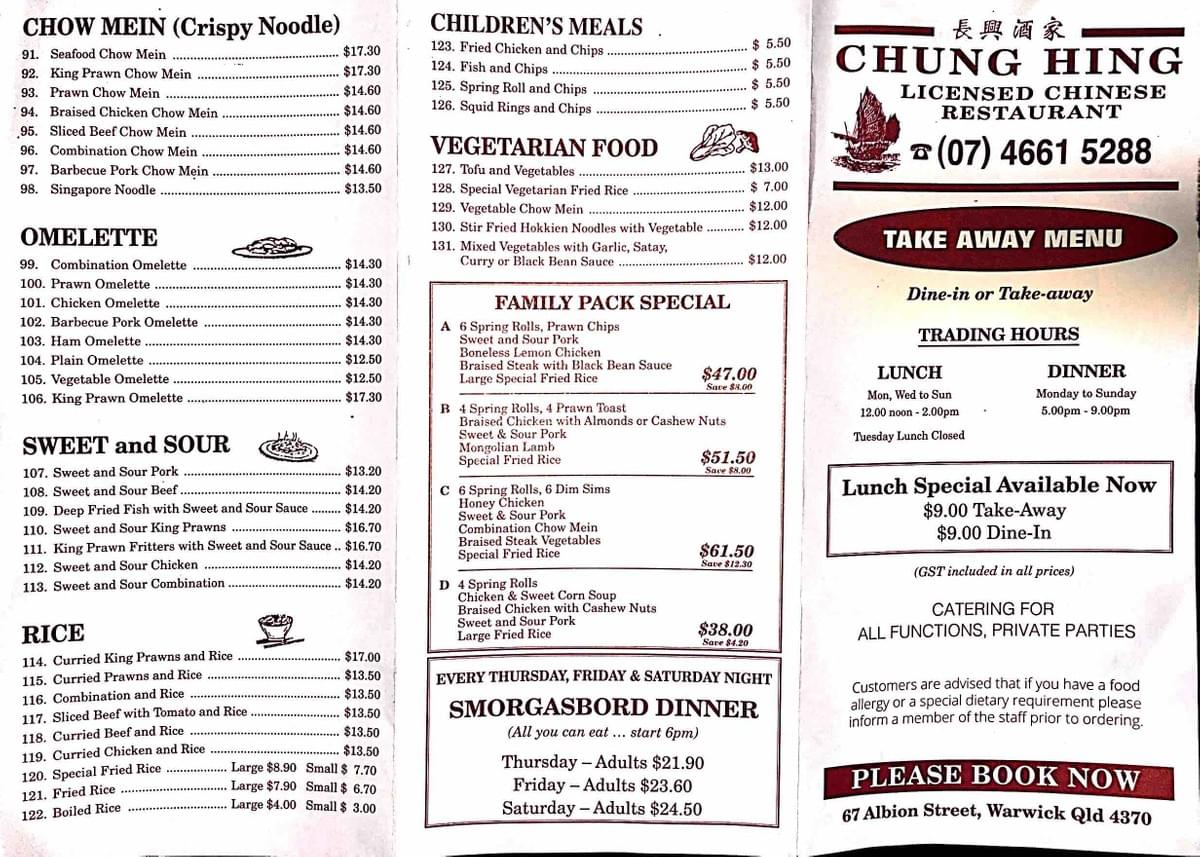 Menu at Chung Hing Chinese Food restaurant, West Babylon - vraioufaux